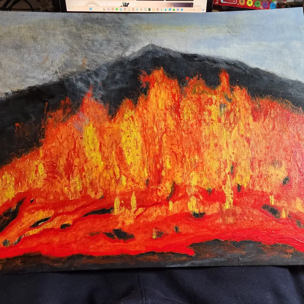 Eruption of Emotion: A Fiery Dance of Color and Chaos by Leon Wilson Artist