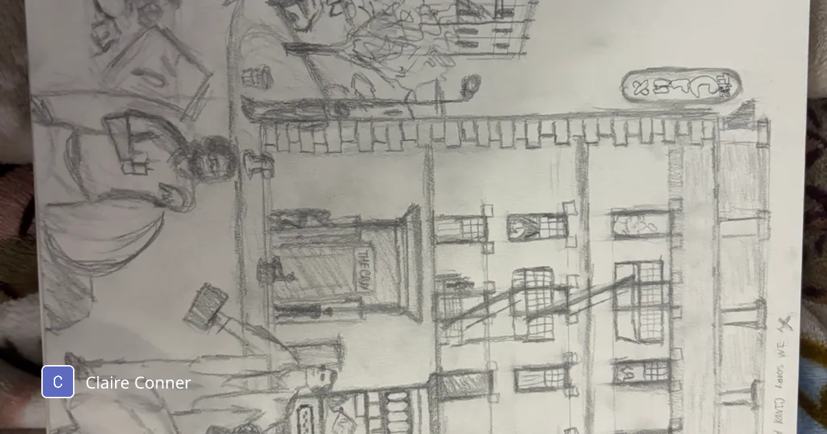 Urban Corner Sketch by Claire Conner