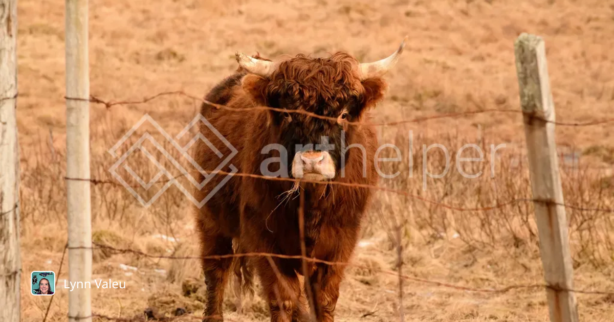 Highland Cow: A Gentle Giant Behind Barbed Wire by Lynn Valeu